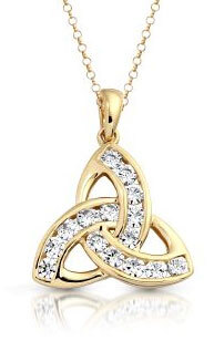 9K Gold Trinity Knot Necklace set with Cubic… | My Irish Jeweler