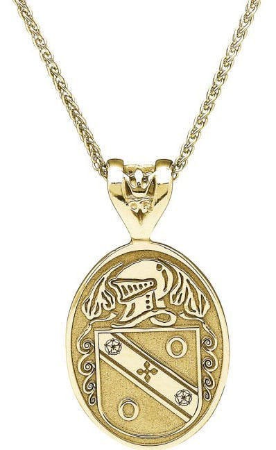 Oval Family Crest Pendant in Gold, From Ireland | My Irish Jeweler