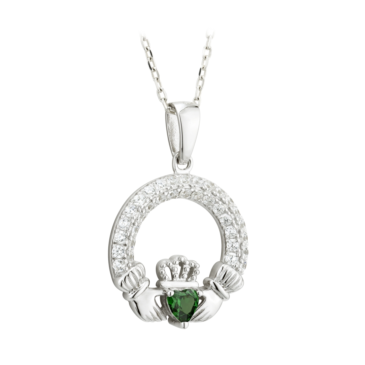 Sterling Silver Birthstone Claddagh Necklace, From… | My Irish Jeweler