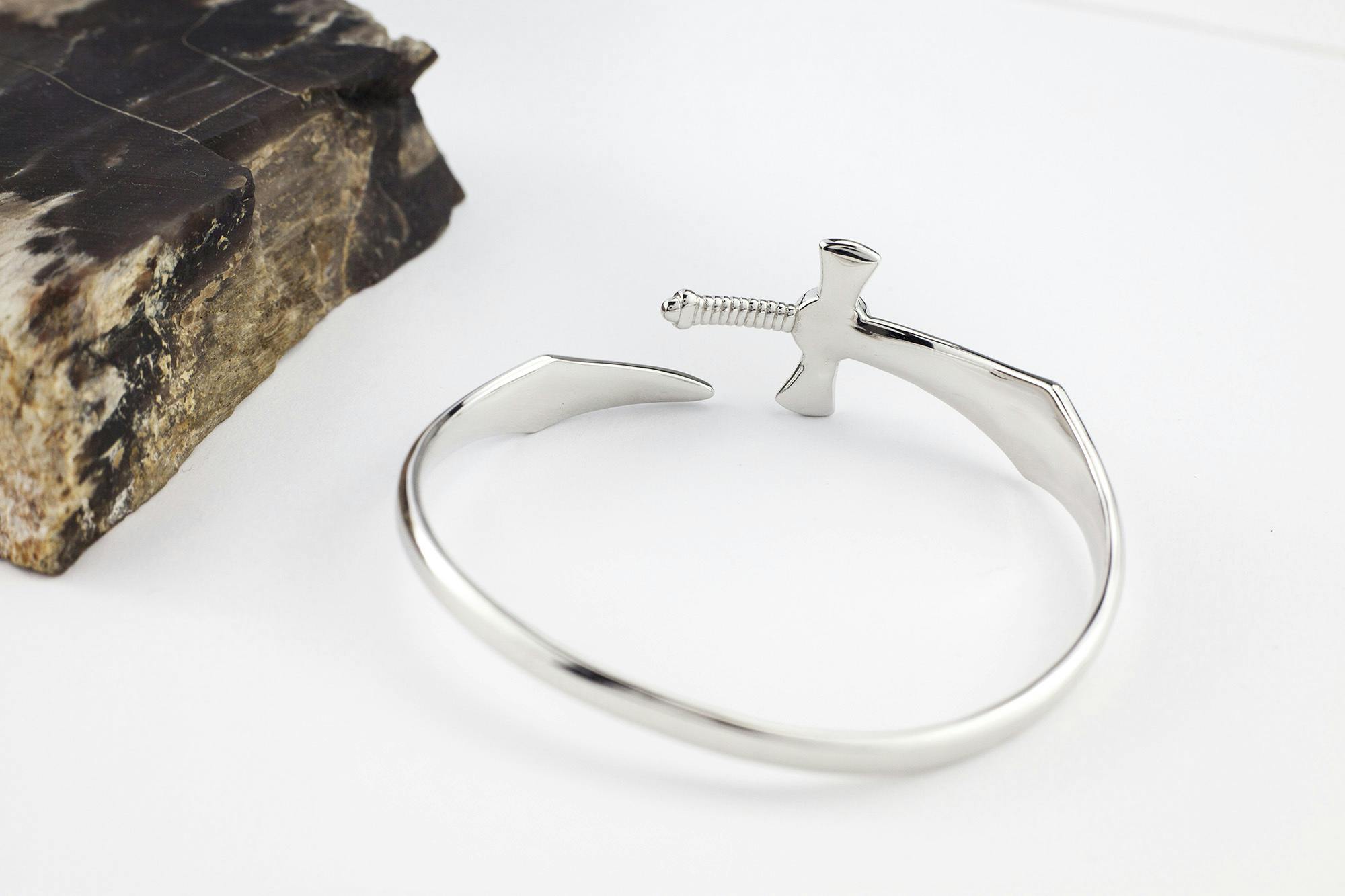 Sterling Silver & 18K Plated Celtic Sword Bangle,… | My Irish Jeweler