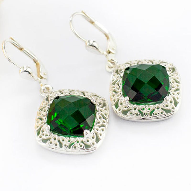 Sterling Silver Green Doublet Trinity Knot… | My Irish Jeweler