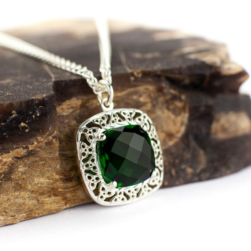 Sterling Silver and Green Doublet Trinity Knot… | My Irish Jeweler