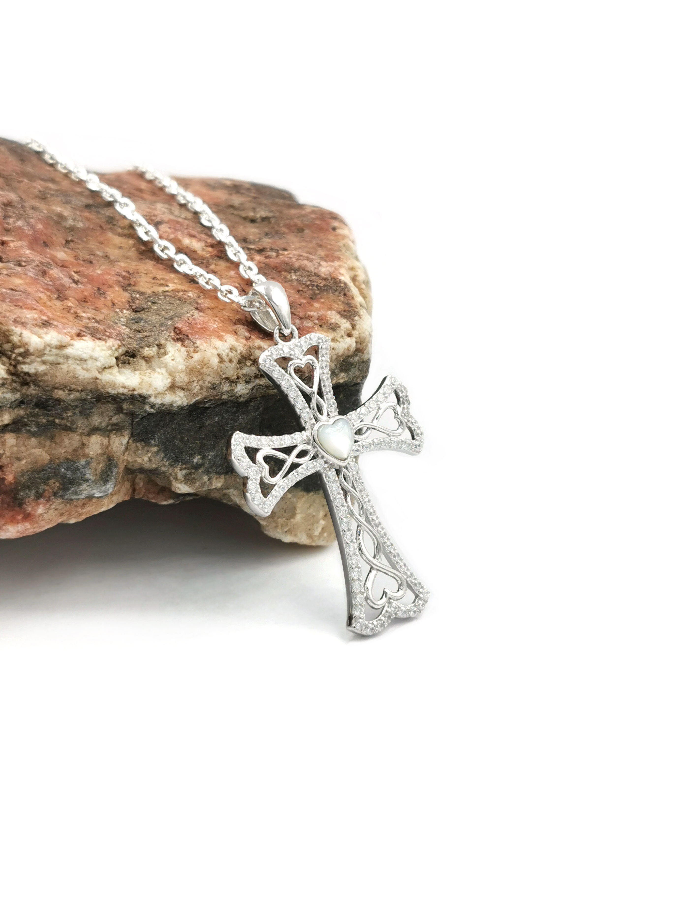 Sterling Silver Mother Of Pearl Celtic Cross, From… | My Irish Jeweler