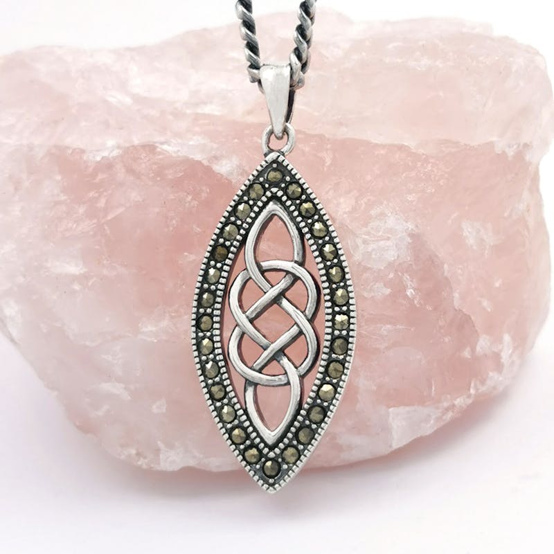 Sterling Silver Navette Shape Celtic Interlace… | My Irish Jeweler