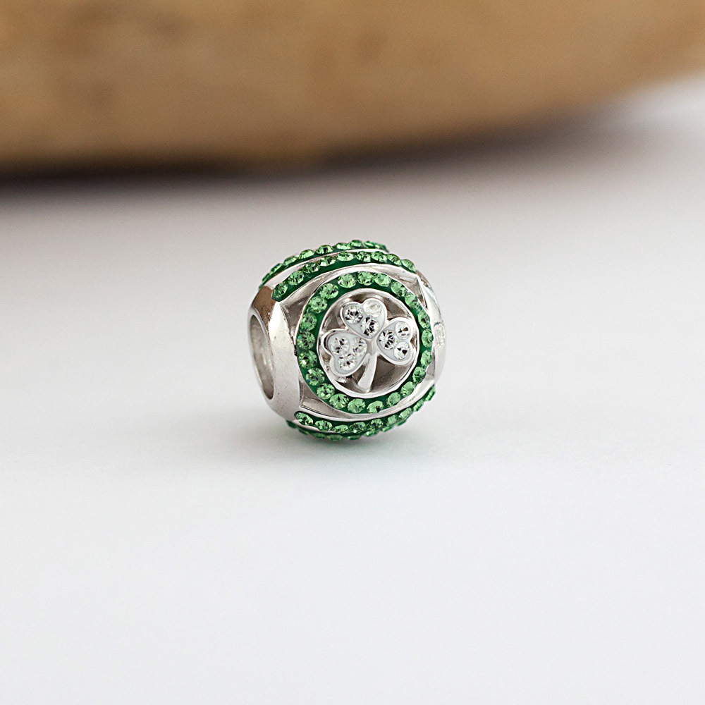 Sterling Silver White Swarovski Shamrock Bead,… | My Irish Jeweler