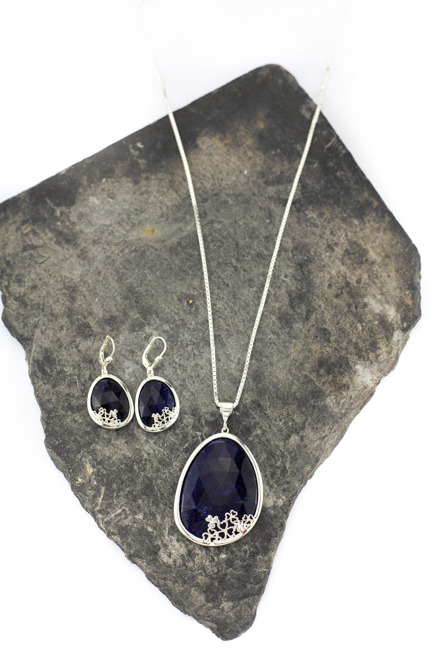 Sterling Silver Sodalite Shamrock Necklace, From… | My Irish Jeweler
