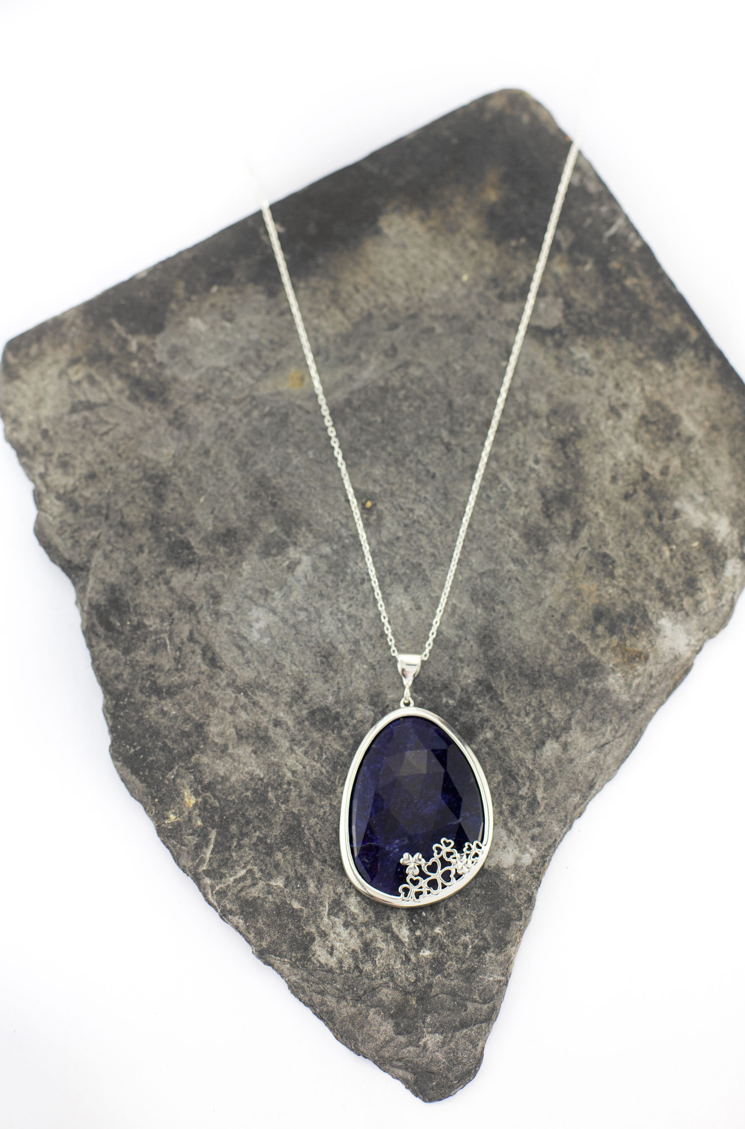 Sterling Silver Sodalite Shamrock Necklace, From… | My Irish Jeweler