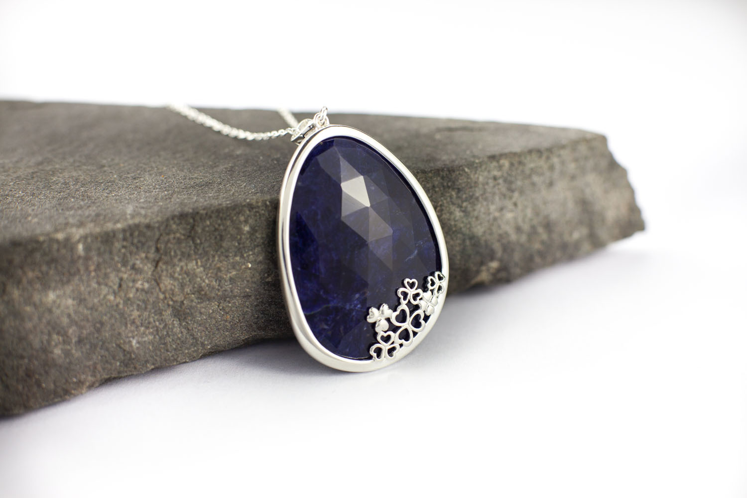 Sterling Silver Sodalite Shamrock Necklace, From… | My Irish Jeweler