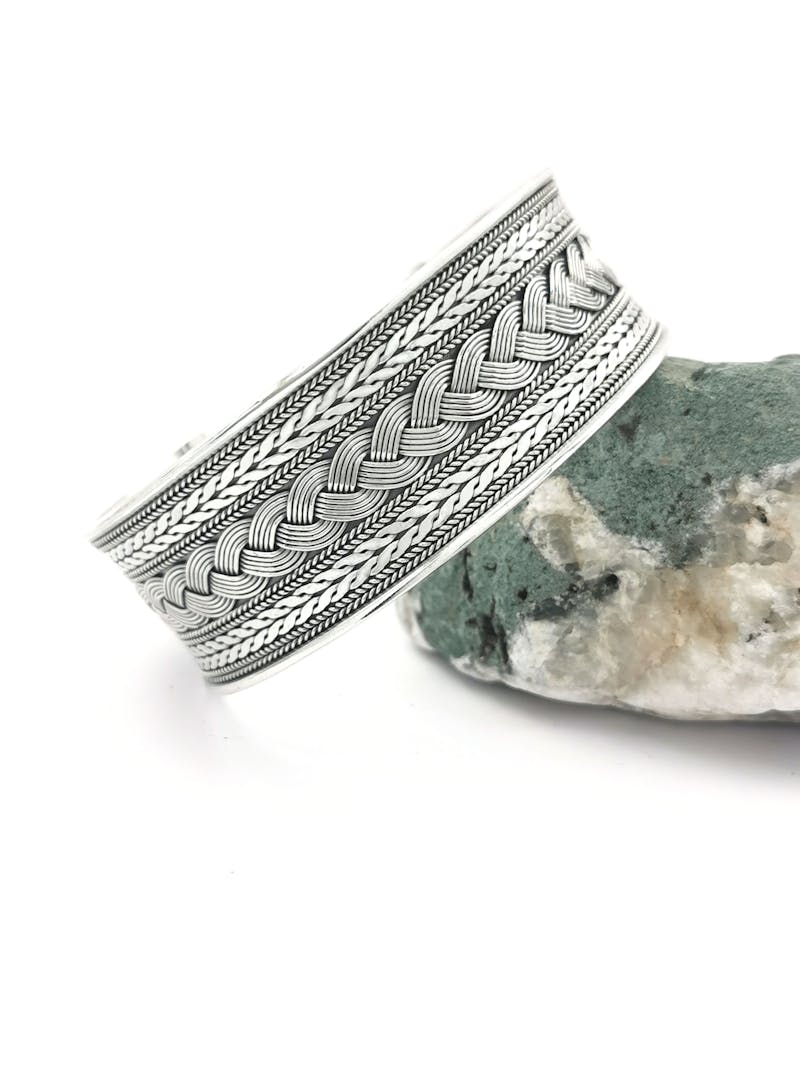 Sterling Silver Wide Torc Celtic Bangle, Made in Ireland