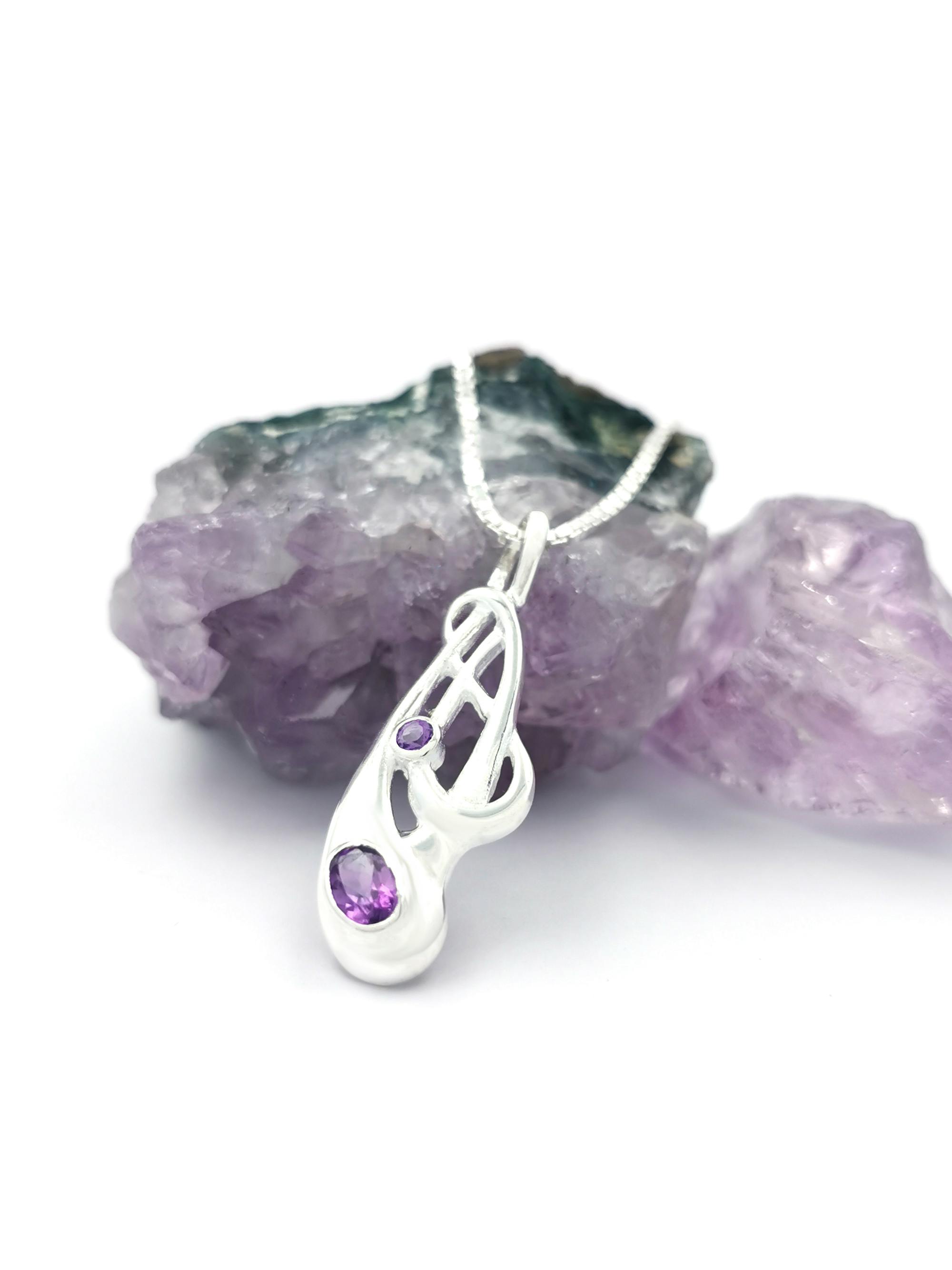Sterling Silver Amethyst Celtic Twist Pendant,… | My Irish Jeweler