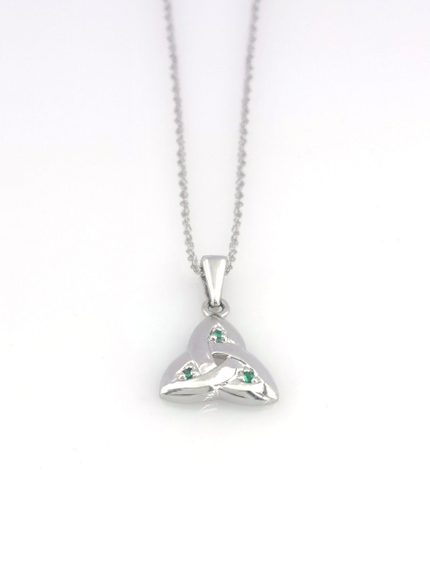 White Gold Trinity Knot Emerald Set Necklace, From… | My Irish Jeweler