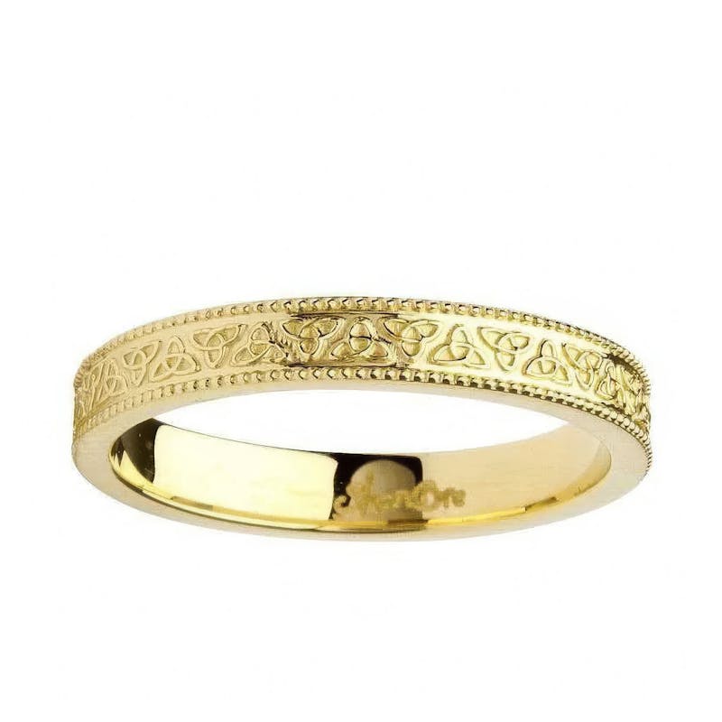 14K Gold Trinity Knot Milgrain Wedding Band, From… | My Irish Jeweler