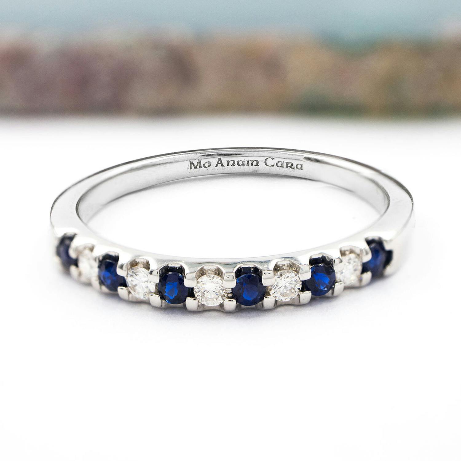 Sapphire and Diamond Anam Cara Band, From Ireland | My Irish Jeweler