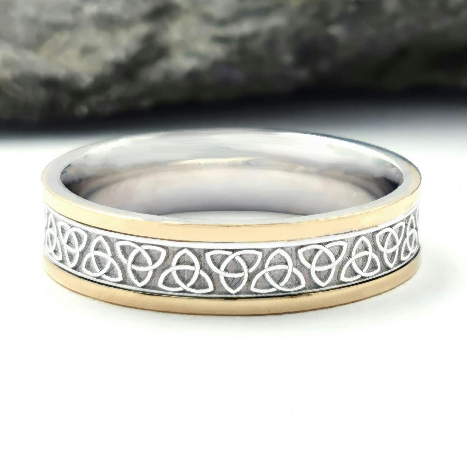 Two Tone Trinity Knot Couples Ring Set, From… | My Irish Jeweler