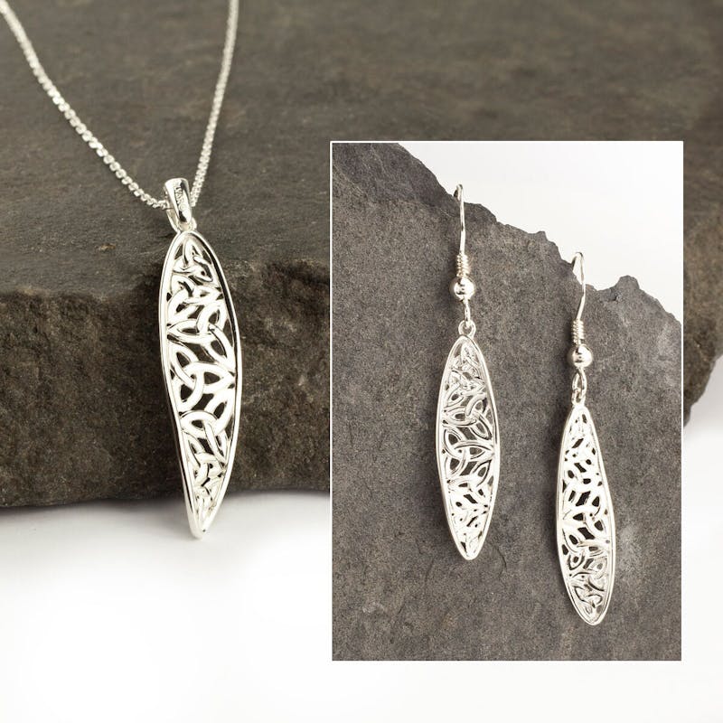 Silver Trinity Leaf Pendant, Made in Ireland